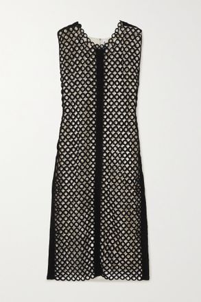 Nellie Partow Dree Zweifarbiges Midikleid Aus H&auml;kelmaterial - Schwarz