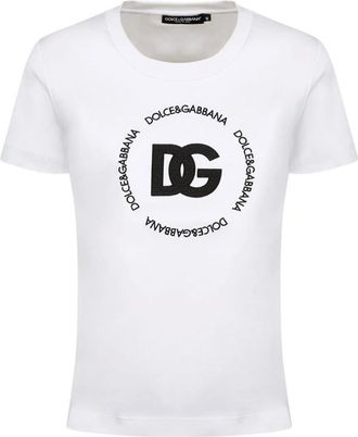 Dolce & Gabbana Femme, Tops, Blanc, Taille: 36 FR T-shirt blanc avec logo DG