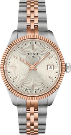 Tissot Ballade 34mm, Schweizer Quarzwerk, Grau und Ros&eacute;gold Edelstahlband Damenuhr T156.210.22.031.01