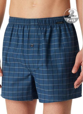 Schiesser Herren Boxershorts blau Reine Baumwolle Gemustert,unifarben