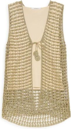 Maliparmi Maliparmi, Femme, Vestes, Jaune, Taille: 36 FR Gilet en lurex m&eacute;tallis&eacute;