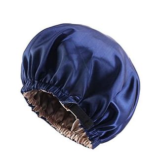 Generic MOMBIY Bonnet en satin - Taille de t&ecirc;te r&eacute;glable - Double couche - Doublure en satin - Pour homme et femme - Bleu marine - Taille unique, Marine, tail