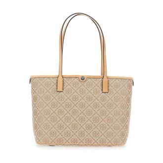 Tory Burch T Monogram Small Zip Tote - - Bags - Damen - Beige - ONE SIZE