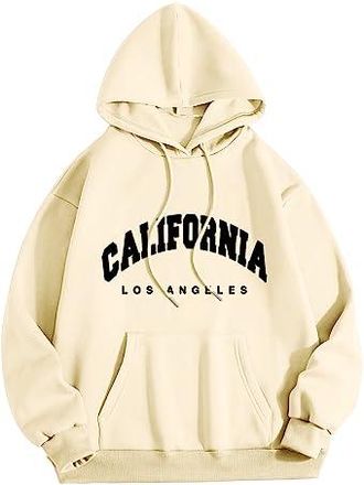 Generic Sweat &agrave; capuche Los Angeles California pour femme - Imprim&eacute; graphique - Uni - Esth&eacute;tique - Los Angeles - V&ecirc;tements &agrave; capuche - Manches longues avec po