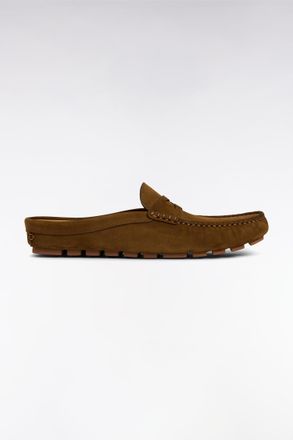 Eden Park Mocassins Babouches En Cuir Su&eacute;d&eacute; Kakis