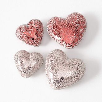 Boltze Herz Deko Mosaik Glas lackiert &Oslash; 12 cm 2er Set