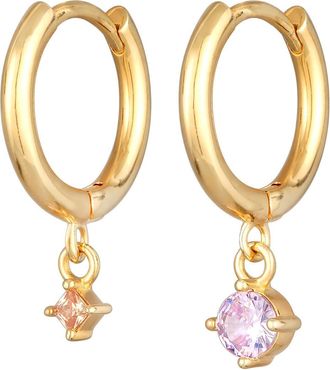 Elli Ohrringe Damen Creolen Anhänger Solitär Goldfarben mit Kristallen