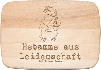 Mr. & Mrs. Panda Holzschneidebrett Hebamme Leidenschaft - Geschenk, schneidebrettchen, Fr&uuml;hst&uuml;cksbrettchen, K&uuml;chenbrett, Holzbrett, Fr&uuml;hst&uuml;cksbrett, Schneidebrett, Geb
