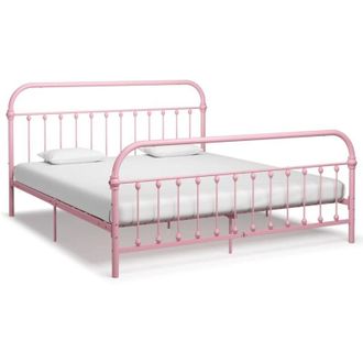 vidaXL Cadre de lit sans matelas rose m&eacute;tal 180x200 cm Vidaxl