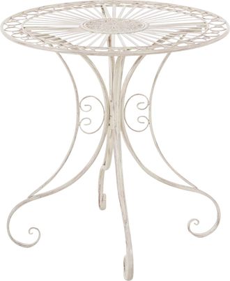 Clp Gartentisch Hari I Bistrotisch mit kunstvollen Verzierungen I Eisentisch im Jugenstil, Farbe:antik-Creme