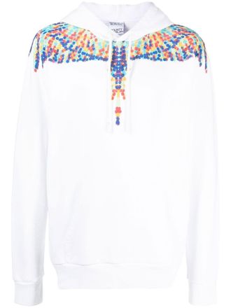 Marcelo Burlon hoodie en coton à lien de resserrage - Blanc