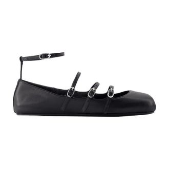 Alexander McQueen Womens Cage Ballet Flat Black Calfskin