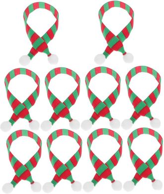 OSALADI Miniatur Schneemann Schals 10 St&uuml;ck Weiche Gestrickte Puppenschals f&uuml;r Weihnachtsdekoration Bastelarbeiten und Puppenhaustiere Kleine Rote Gr&uuml;ne Stric