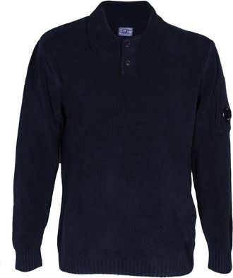 C.P. Company C.p. Company, Homme, Pulls, Bleu, Taille: M Cotton Chenille Polo Sweater
