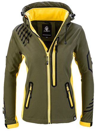 Rock Creek Damen Softshell Jacke Windbreaker Regenjacke &Uuml;bergangsjacke Softshelljacke Damenjacke Regenmantel Outdoorjacke D-402 Dunkelgr&uuml;n 3XL
