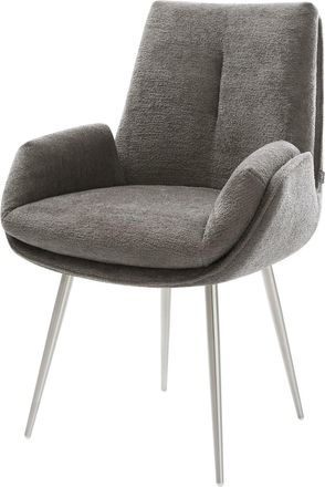 DELIFE Polsterstuhl Clea-Flex 4-Fu&szlig; konisch Edelstahl Boucl&eacute; Soft Schlamm