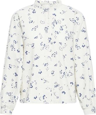 Ichi Ichi, Femme, Blouses et Chemises, Bleu, Taille: 40 FR Blueprint Outline Flower