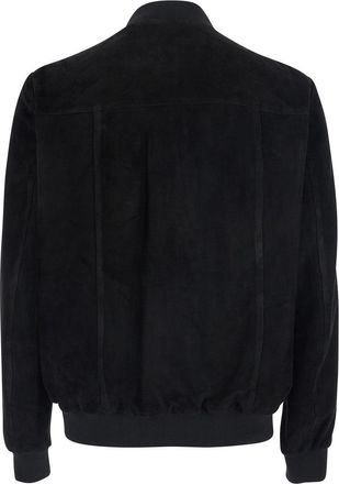 low brand Suede High-Collar Jacket - Black