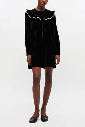 Ganni Schwarzes Samtkleid - Gr&ouml;&szlig;e 34 schwarz
