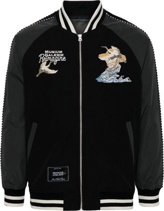 Musium Div. Bestickte Bomberjacke - Schwarz
