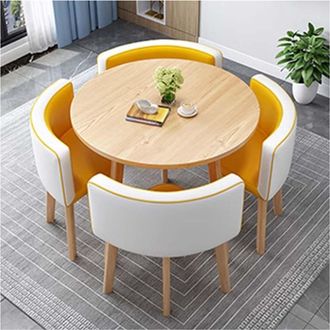 Generic Rundes quadratisches 4er-Set, runder Esstisch und gepolsterte St&uuml;hle, moderner Stil, moderner Konferenztisch, for K&uuml;che, Wohnzimmer, Esszimmer(036,80c