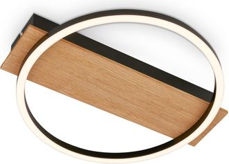 Briloner LED Deckenlampe mit Holzdekor, Warmwei&szlig;e Lichtfarbe, 13W, 1400 lm, Deckenleuchte, Lampe, Wohnzimmerlampe, Schlafzimmerlampe, K&uuml;chenlampe, 34x30x6 cm, 