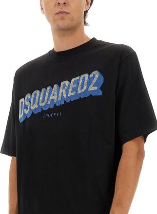 Dsquared2 Logo-Embroidered Cotton T-Shirt - Black