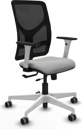 Piqueras y Crespo B&uuml;rostuhl, Grau mit wei&szlig;en und schwarzen Armlehnen, h&ouml;henverstellbare Lendenwirbelst&uuml;tze, ausgestattet mit Syncro/Traslack und Schneideschaum, Schwarz