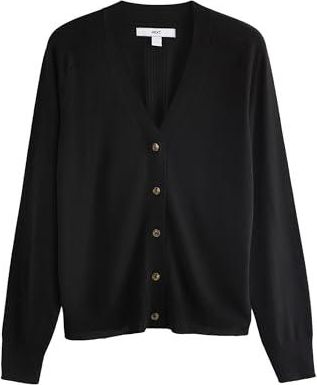 Next Femme Cardigan boutonné en Maille Douce Noir XL