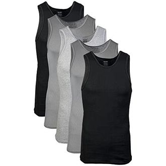 Gildan A-Shirt Tanks, Multipack, Style G1104 Tricot, Noir/Anthracite/Gris Sport, XL (Lot de 5) Homme