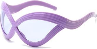 Generic Lunettes de soleil rétro oeil de chat surdimensionnées pour femmes, lunettes de soleil tendance Hip Hop pour hommes, punk, lunettes de soleil UV400, V