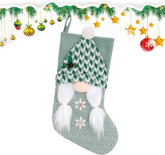 Generic Weihnachtsstrumpf, luxuriöse, grüne Socke, 46 x 22 cm, gemütliche Geschenktüte aus Stoff, bezaubernde saisonale Dekoration mit großer Öffnung, Partyge
