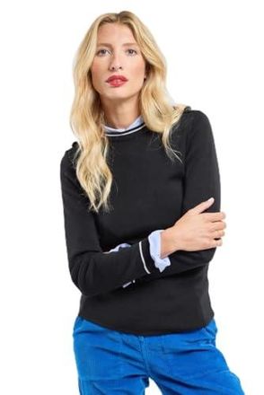 Armor Lux Pull Marin uni Pure Laine Over, Noir, L Femme