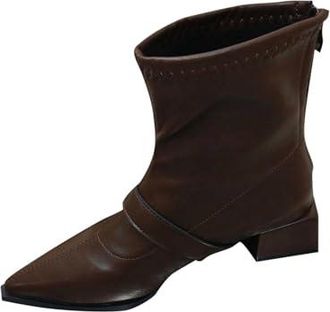 Generic Bottines pour femme &agrave; talon &eacute;pais - Confortables - Bout pointu - Boucle de couleur unie - Fermeture &eacute;clair dans le dos - &Eacute;l&eacute;gantes bottes de marche da