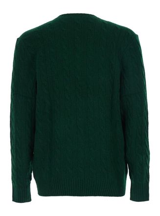 Polo Ralph Lauren Mens Crew Neck Sweater Green Wool-Cashmere Tops Top