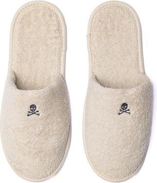 Scalpers Home Chaussons unis avec logo brodé 100% coton, beige, 39/42 EU