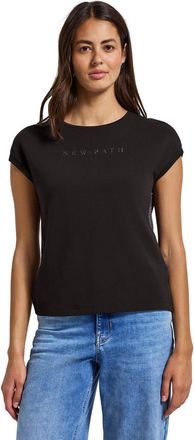 Street One Damen 3227599 T-Shirt mit Glitzerdetails, deep Roast Brown, 42