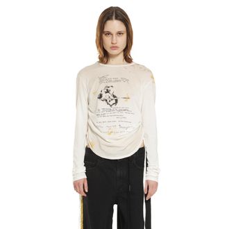 Ann Demeulemeester Dot Wrinkled Cropped Long Sleeve Top