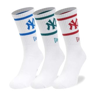 New Era unisex, Sous-v&ecirc;tements, Blanc, Taille: S MLB Crew Socks 3PK