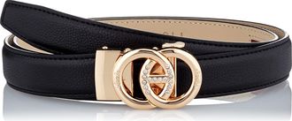 Anthoni Crown Damen Ledergürtel Gürtel, Schwarz, 110