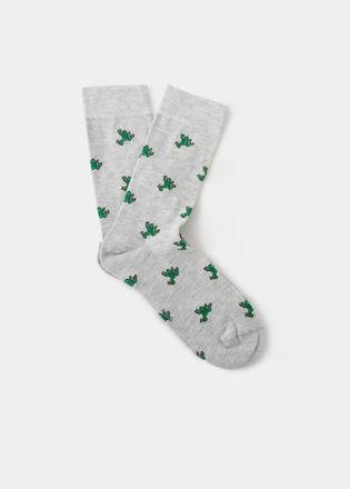 Mango Chaussettes coton imprim&eacute; grenouille gris chin&eacute; clair - Homme - 40-42 - MANGO MAN