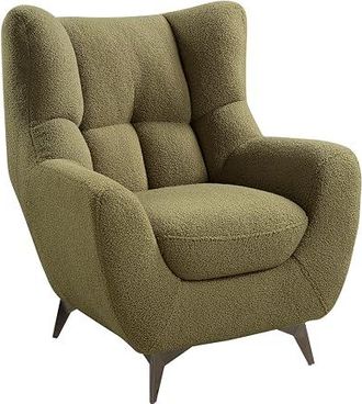 Atlantic Home Collection Sessel Shawn bezogen mit Teddystoff, grün, Polyester, 88 cm x 91 cm 98 cm