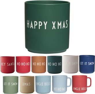 DESIGN LETTERS Lieblingsbecher HAPPY XMAS | Weihnachtstassen Ideal für Weihnachtsdeko, Weihnachtsgeschenke für Frauen & Männer, Tischdeko Weihnachten | Porzellan Wei