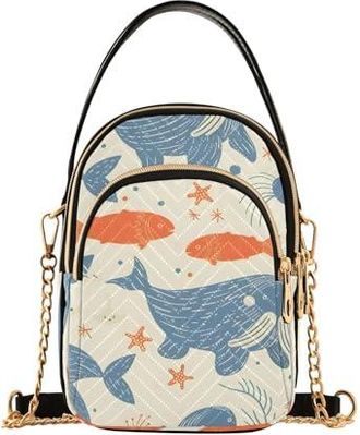 Mnsruu Sac à bandoulière pour femme - Morse, poisson, mer, étoiles, sac à main avec sangle réglable
