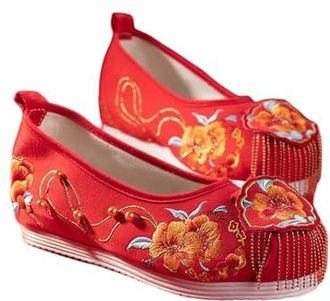 Generic QXDZSW Chaussures Xiuhe faites à la main Style ancien Han Vêtements plats pour femme Costume brodé Mariage Printemps, 9, 38.5 EU