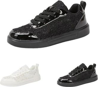 Generic Chaussures de course plates pour femme - Chaussures plates &agrave; lacets - Respirantes - Chaussures d&eacute;t&eacute; blanches - Chaussures de mariage - Chaussures en t