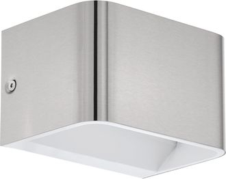 Eglo LED Wandlampe Sania 4, 1 flammige Wandleuchte, Minimalismus, Wandstrahler innen aus Aluminium, Wohnzimmerlampe, Flurlampe in Nickel-Matt, Weiß, L 13 c