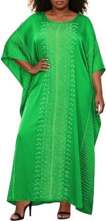 Generic 2026 afrikanische deko afircan Applique robe col bateau mousseline robe taille unique, Vert 13., Taille unique