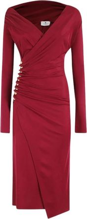 Elisabetta Franchi Femme, Robes, Rouge, Taille: 38 FR Abito in jersey bottoni gioiello