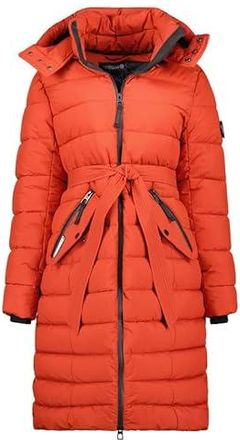 Geographical Norway Cabima Lady - Parka Longue Epaisse Chaude Femme Automne Hiver - Manteau Fin Capuche Fausse Fourure - Blouson Coupe Vent - Doudoune Elegante Femmes (Ro